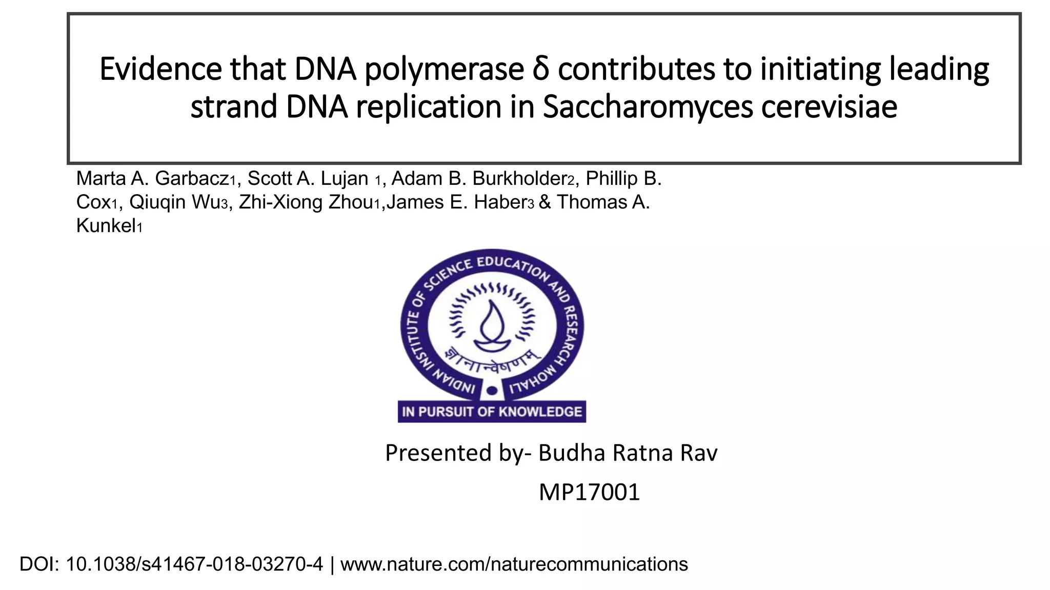 Role of dna polymerase delta | PPT