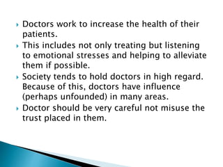 Role of doctor in society | PPTX