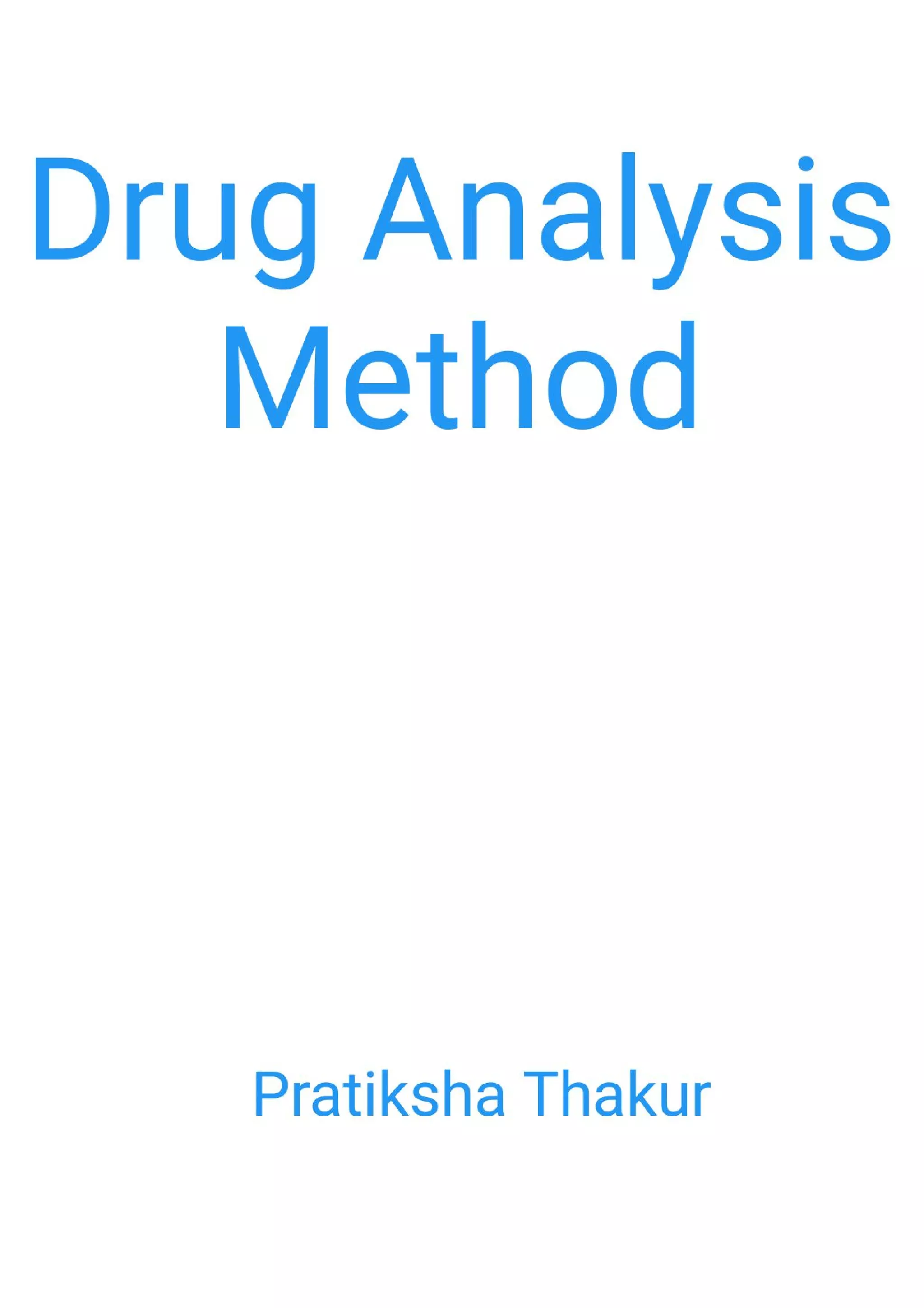 Role of Drug Analysis Method for Detecting Non - compliance | PDF