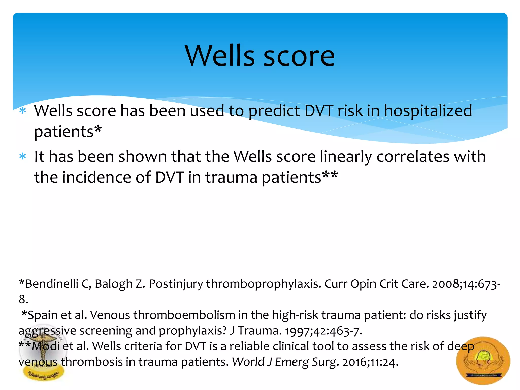 Role of DVT surveillance in TBI/SCI | PPTX