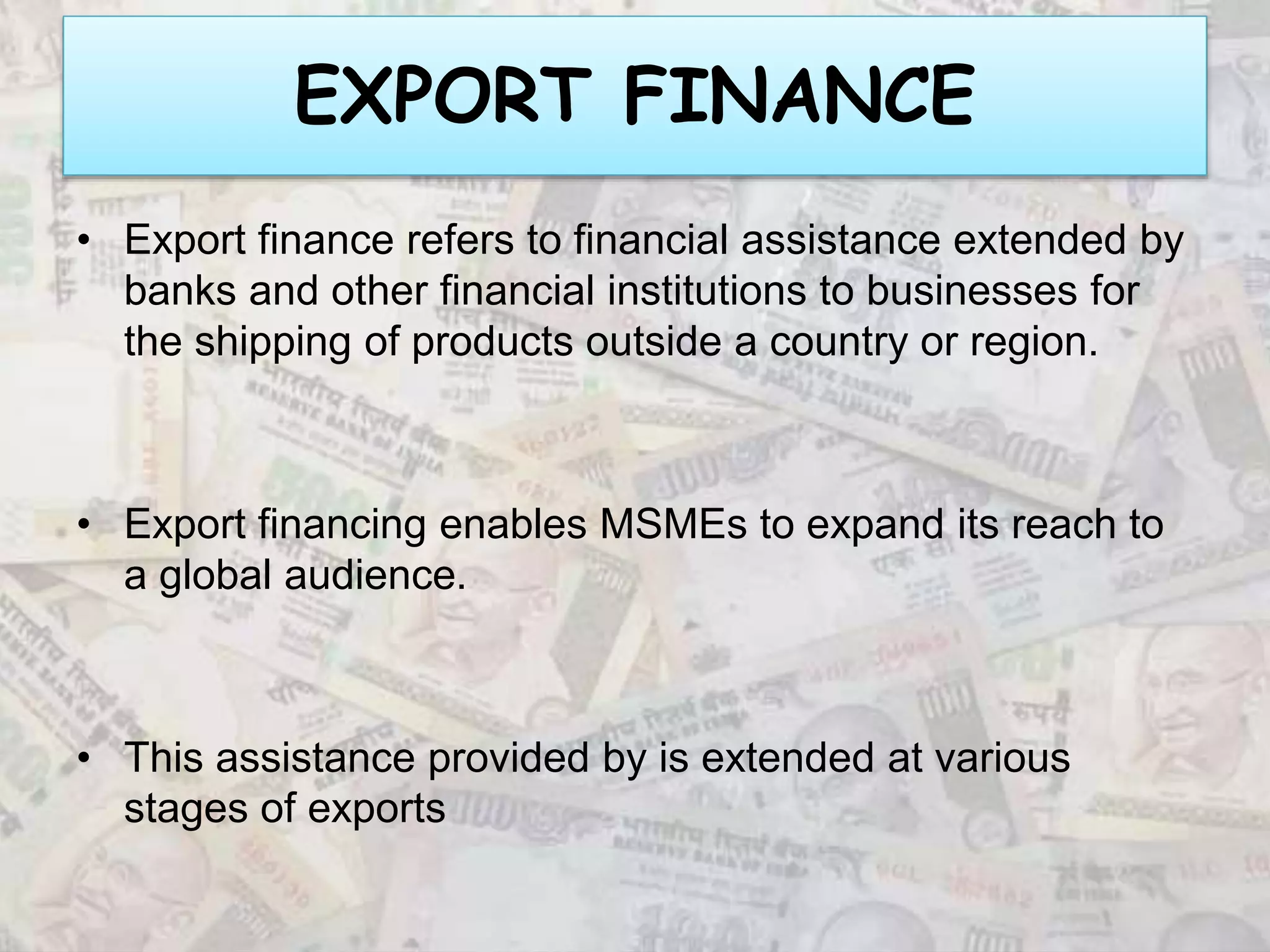 Role of ecgc in export finance | PPTX