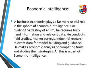 Role of Business Economists, objectives | PPTX