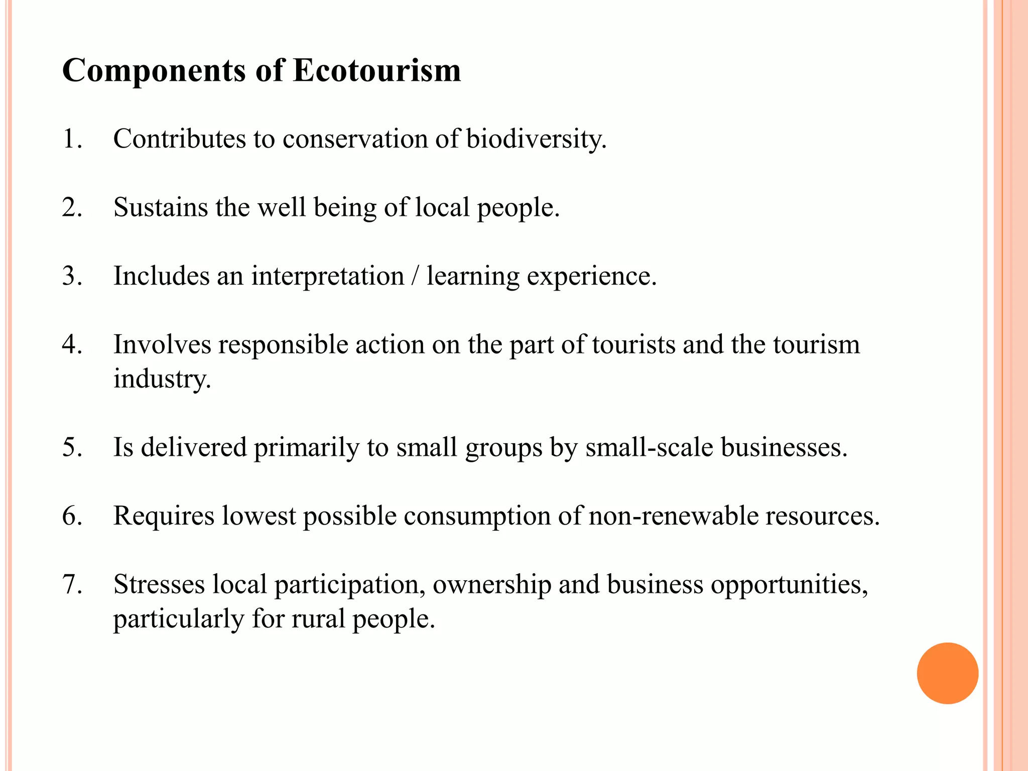 Role of eco tourism in achieving sustainable development | PPTX