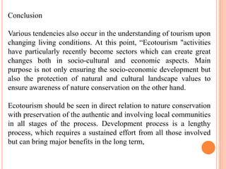 Role of eco tourism in achieving sustainable development | PPTX