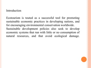 Role of eco tourism in achieving sustainable development | PPTX