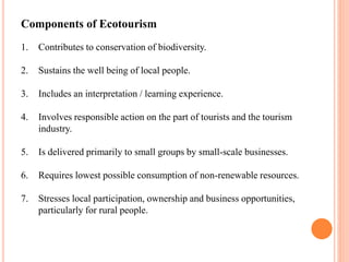 Role of eco tourism in achieving sustainable development | PPTX