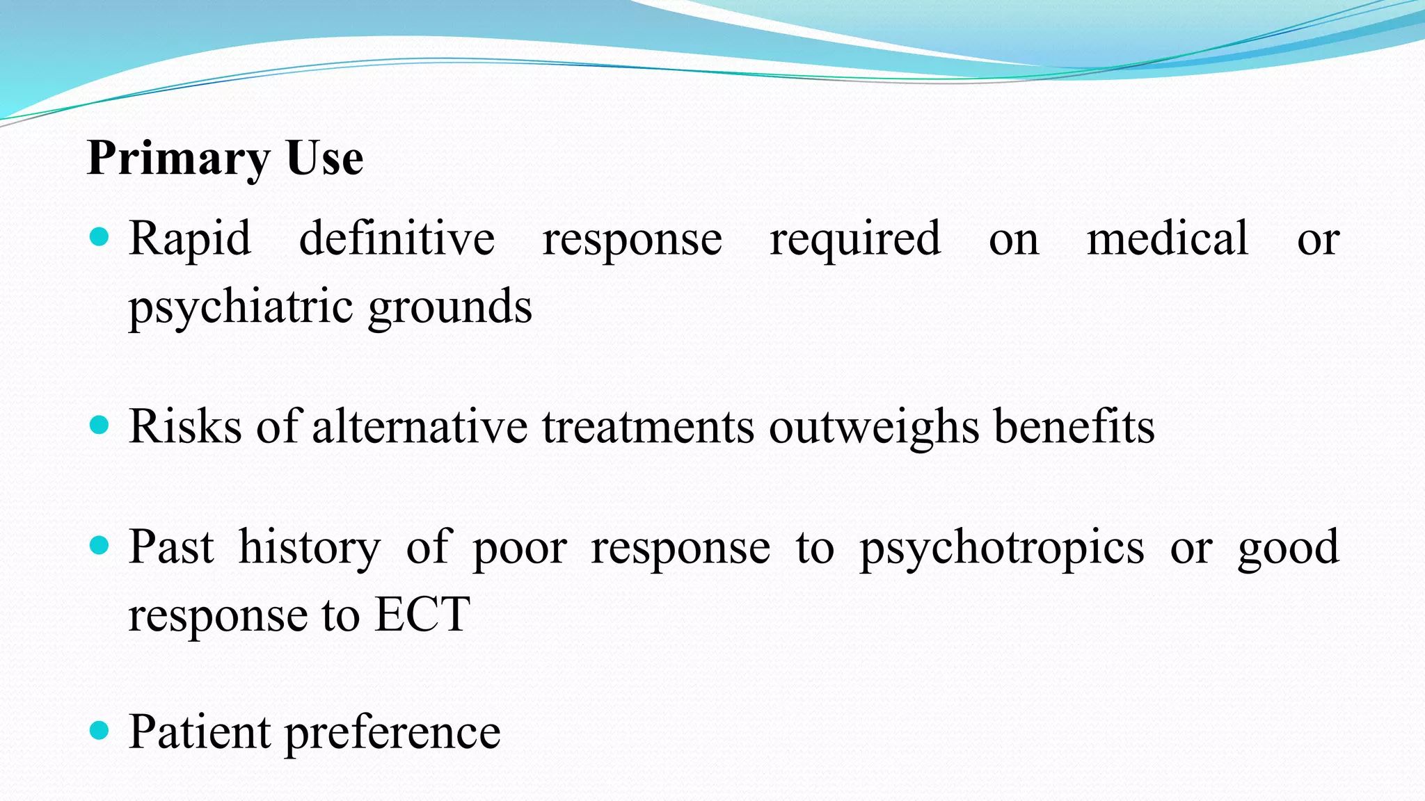 Role of ECT in psychiatry | PPTX