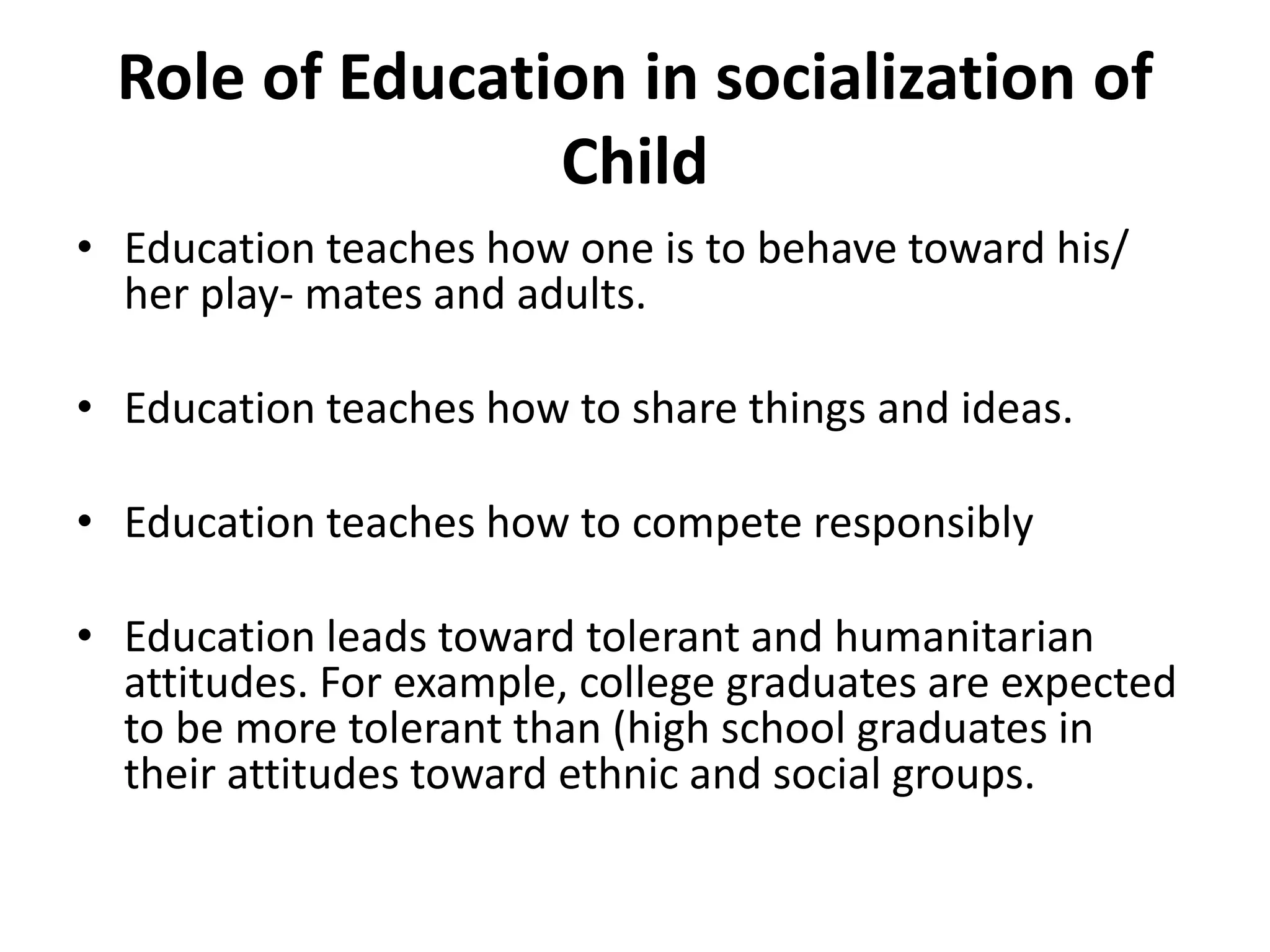 Role of education in socialization of child | PPTX
