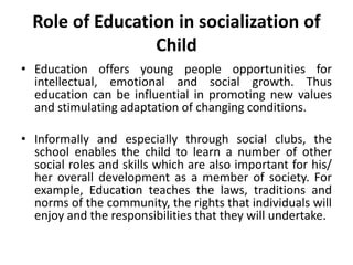 Role of education in socialization of child | PPTX