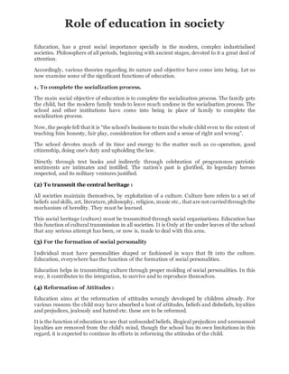 Role of education in society | DOCX
