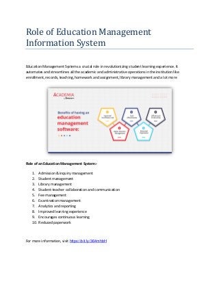 Role of Education Management Information System | PDF
