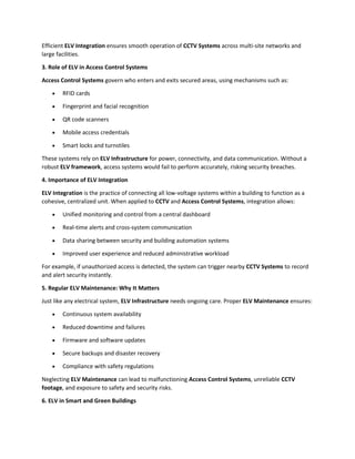 Role of ELV in Modern CCTV and Access Control | PDF