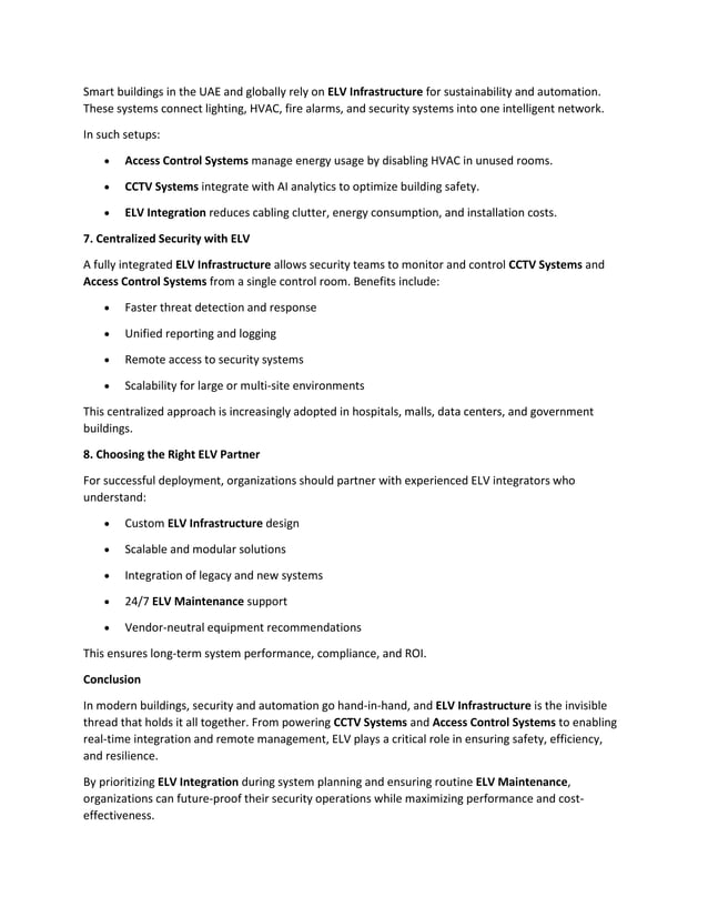Role of ELV in Modern CCTV and Access Control | PDF