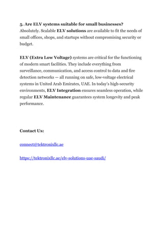 Role of ELV in Modern CCTV and Access Control.docx