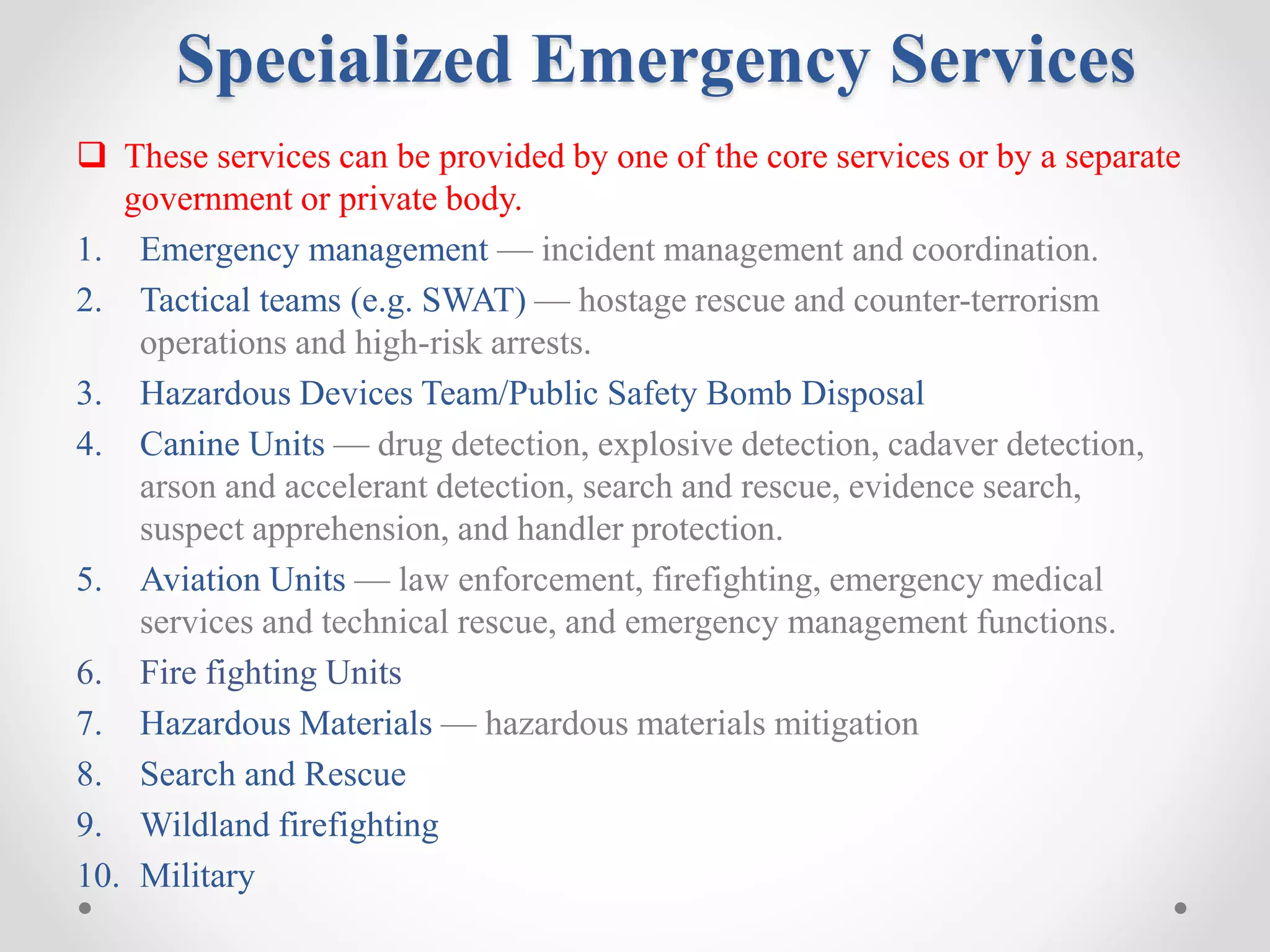 Role of emergency services | PPTX