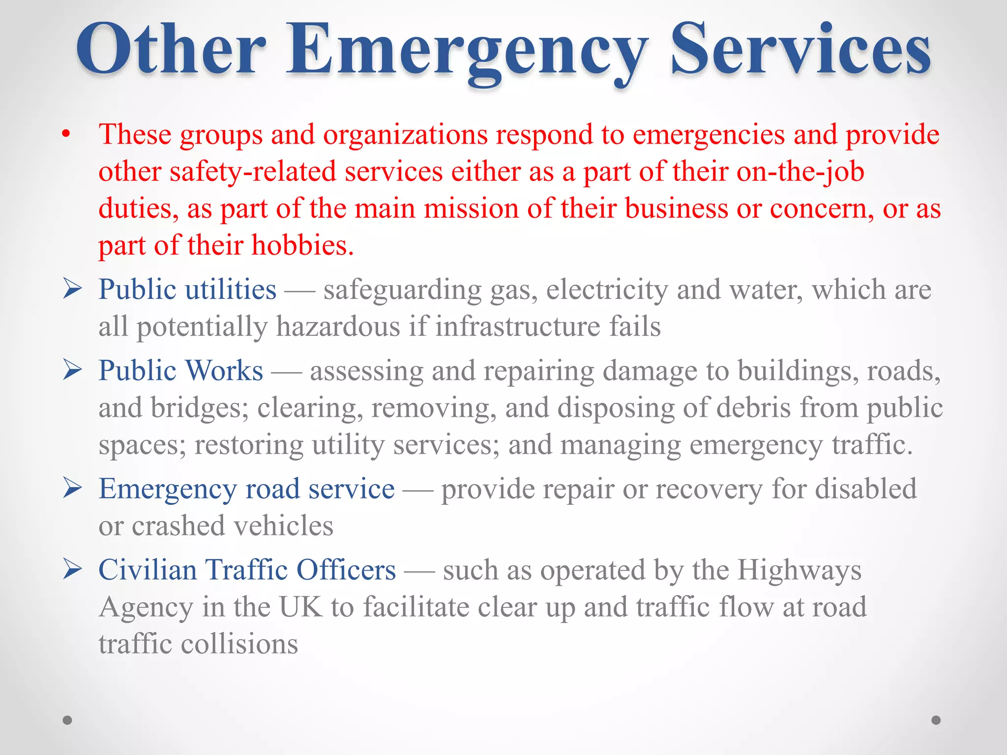 Role of emergency services | PPTX