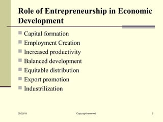 Role of enterpreneurship in economic development | PPT | Business ...