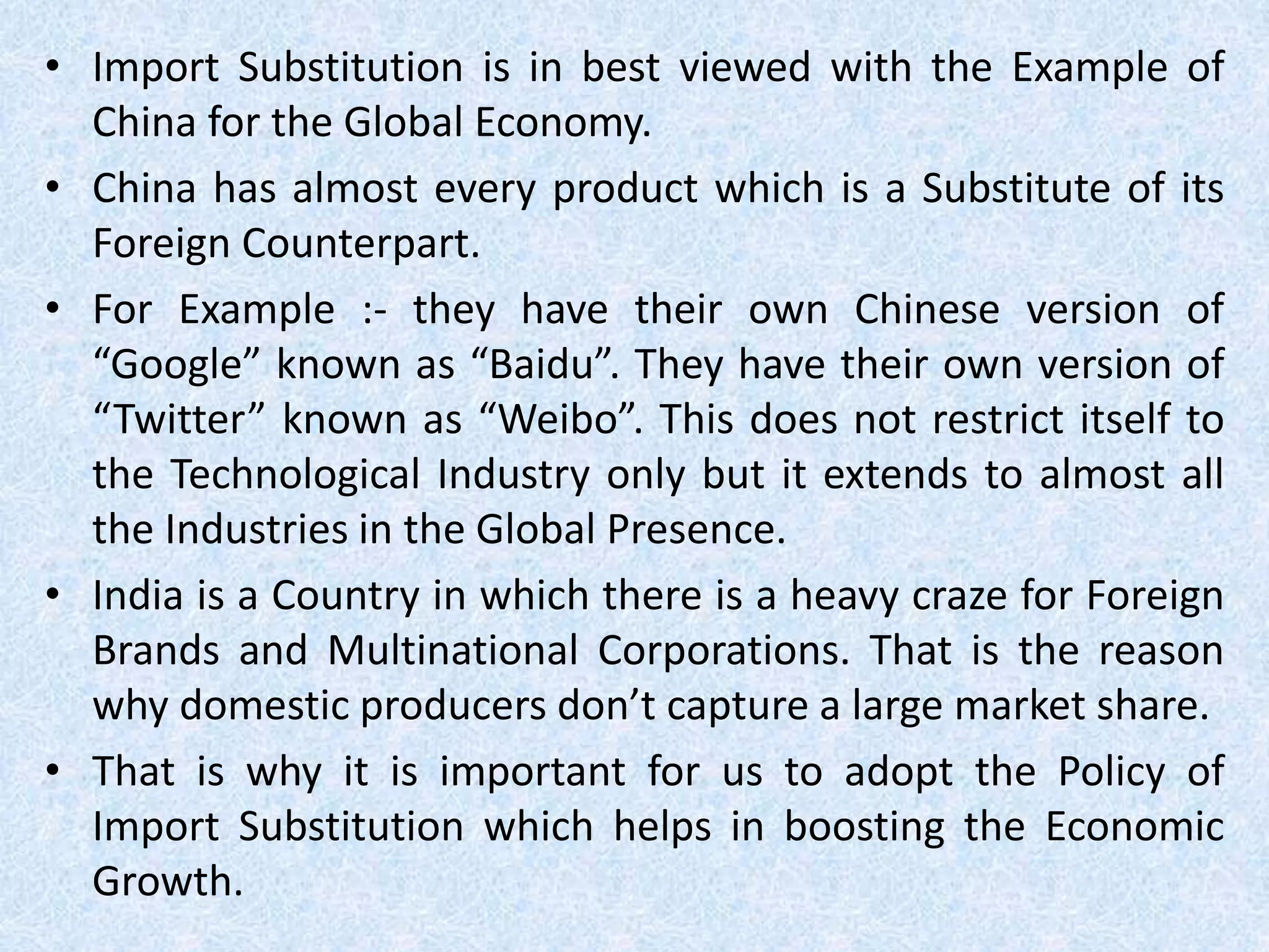 Role of entrepreneur in Import Substitution | PPTX