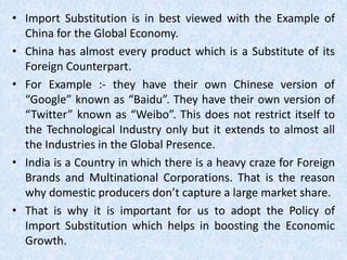 Role of entrepreneur in Import Substitution | PPTX
