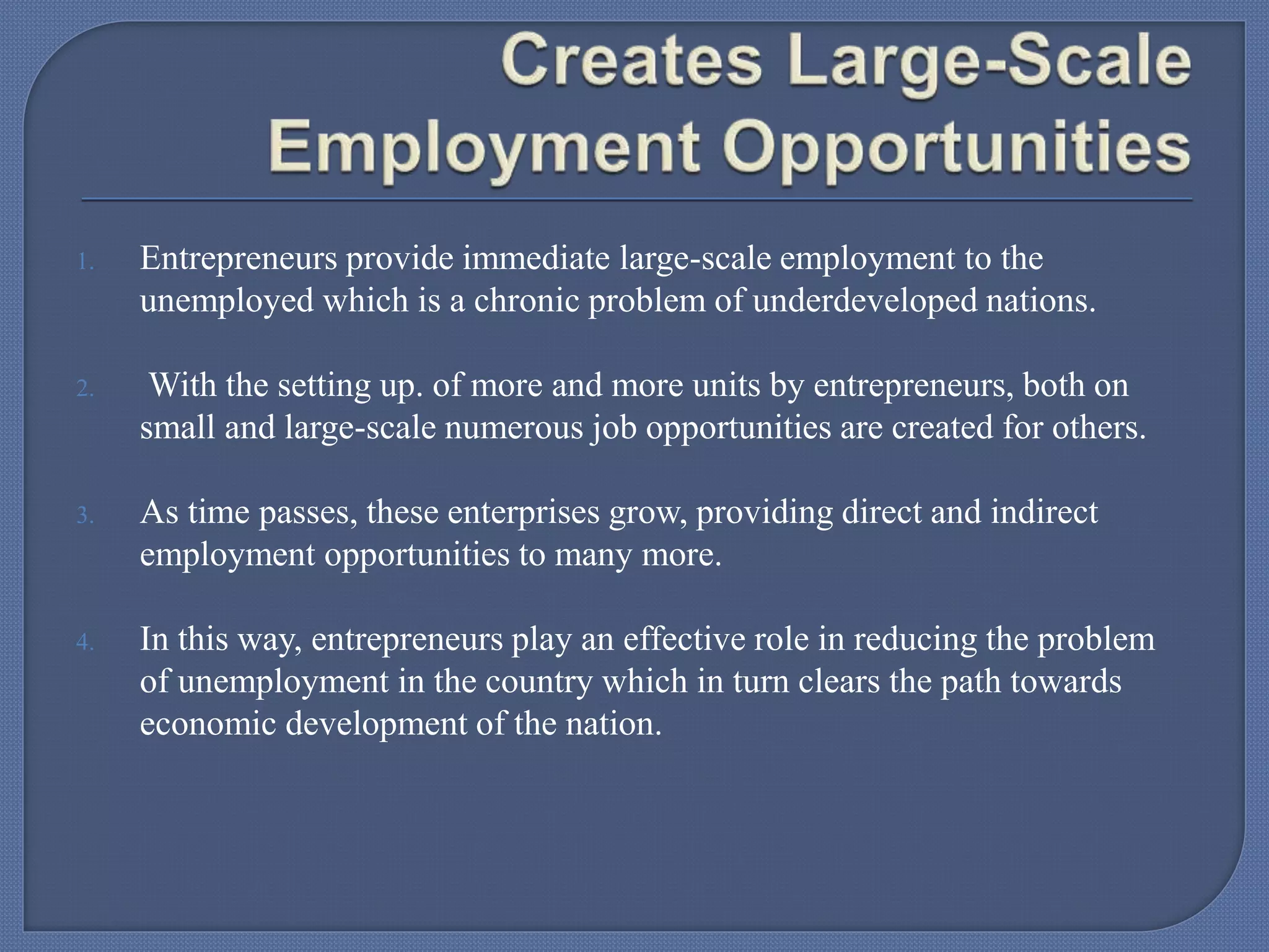 Role of entrepreneurs in economic development | PPTX