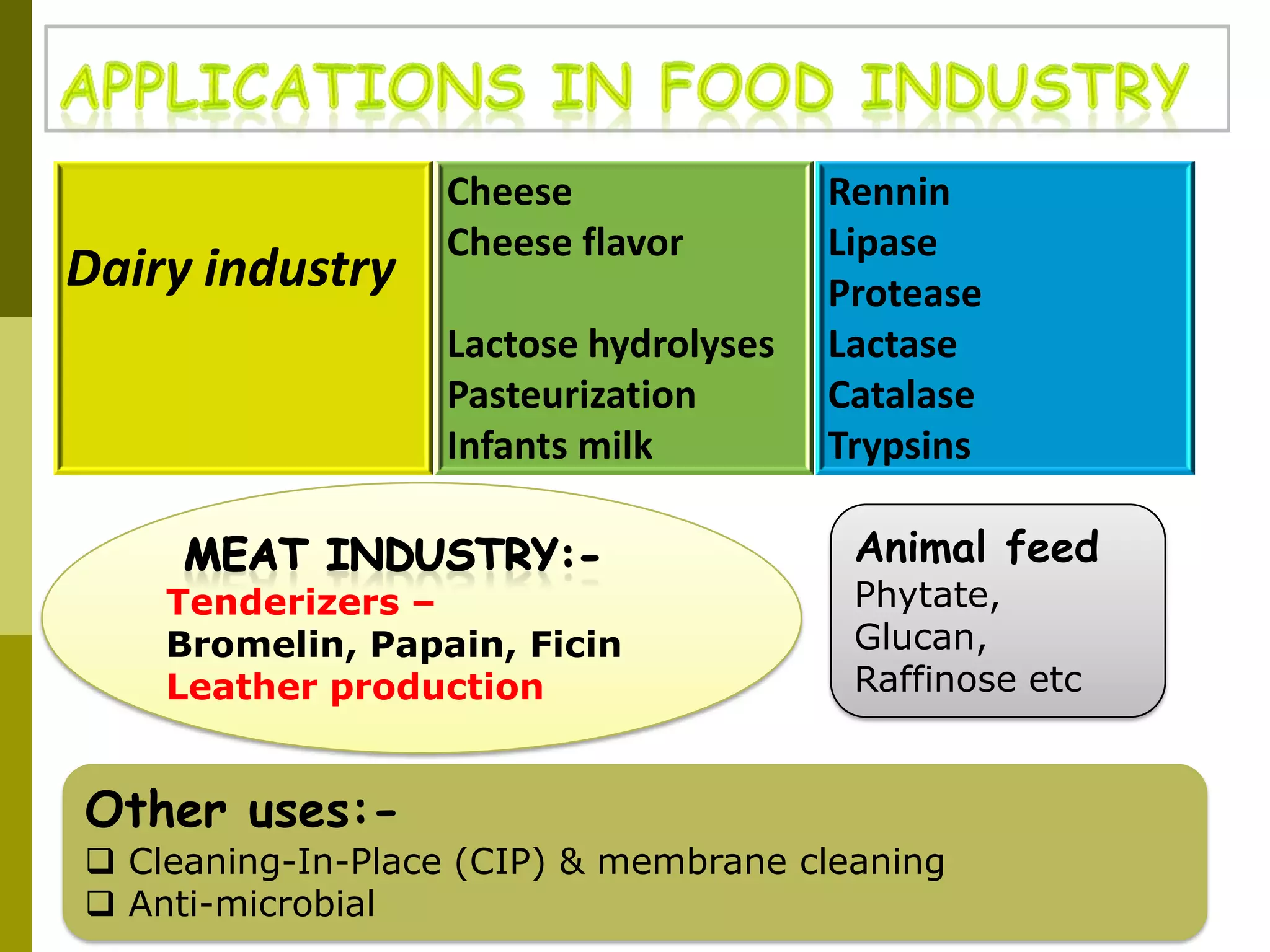 Role of enzymes in dairy industries | PPTX