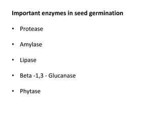 Role of enzymes in seed germination | PPTX