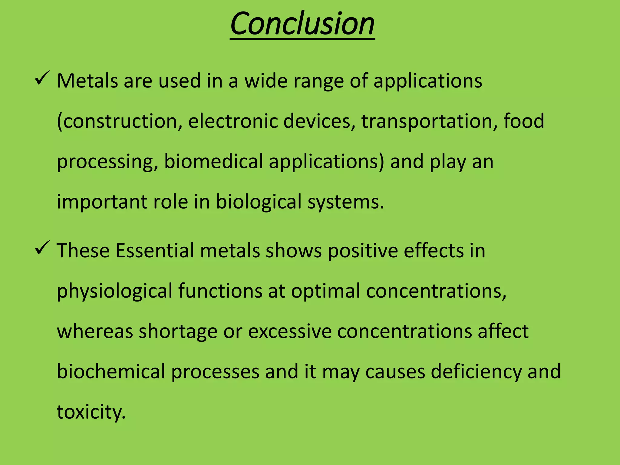 Role of Essential Metals in our Biological Process | PPTX