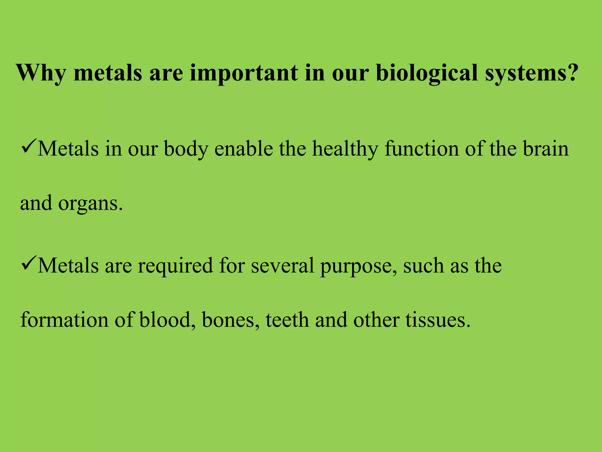 Role of Essential Metals in our Biological Process | PPTX