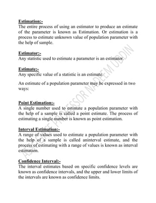 Role of estimation in statistics | PDF