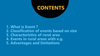 Role of events in rural development | PPTX