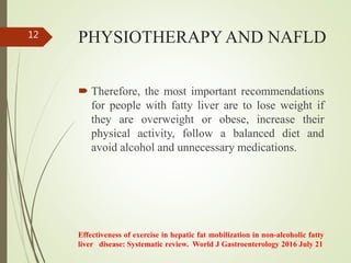Role of exercise in non alcoholic fatty liver disease | PPTX