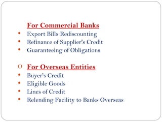 Role of exim bank in export financing | PPT