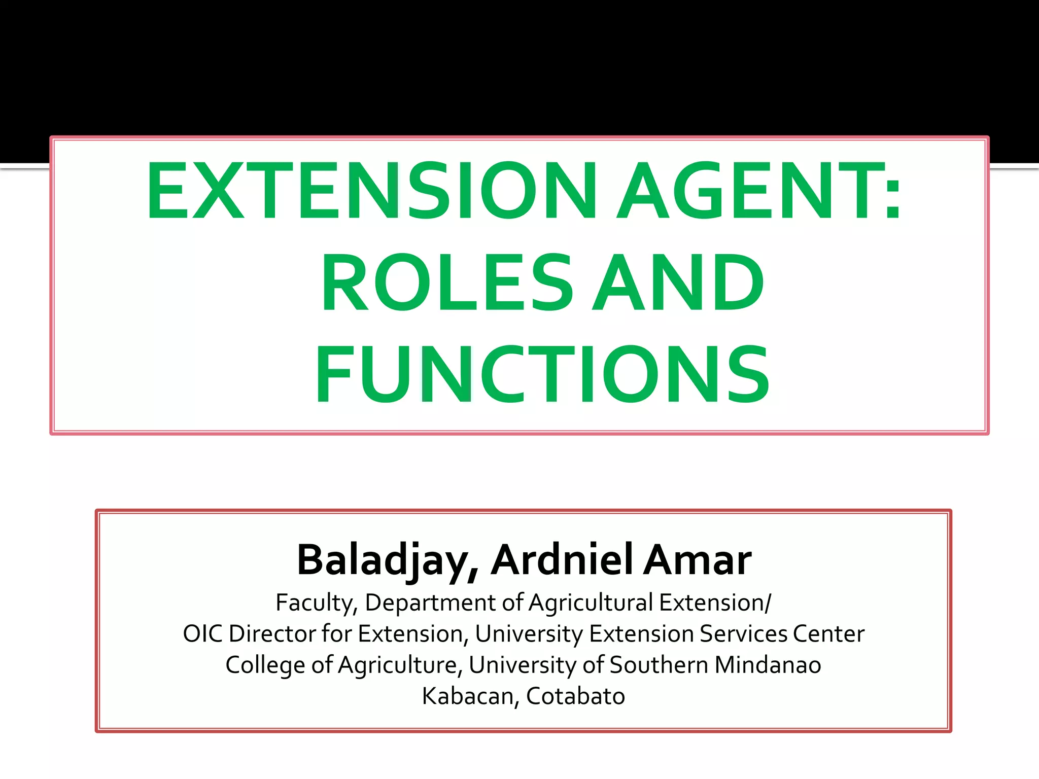 Role of extension agent | PPTX
