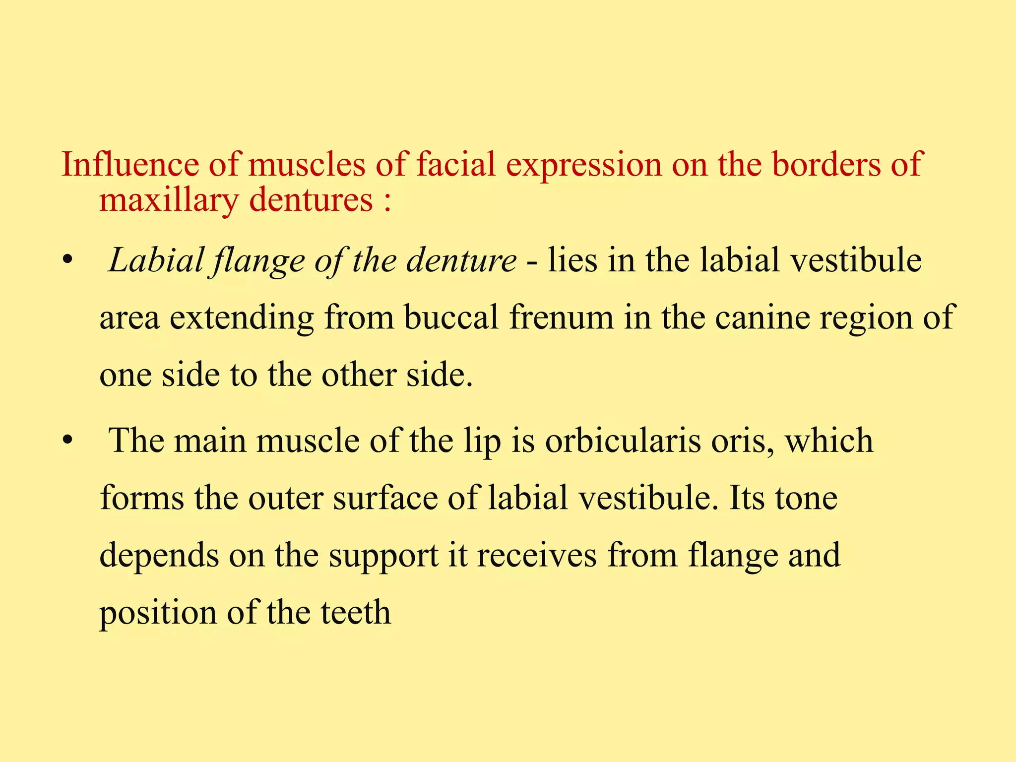 Role of facial muscles in complete denture prosthesis | PPTX