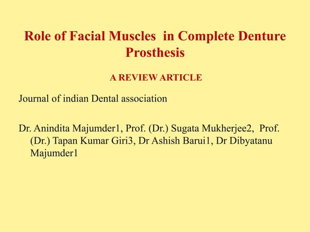 Role of facial muscles in complete denture prosthesis | PPTX | Dental ...