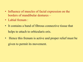 Role of facial muscles in complete denture prosthesis | PPTX