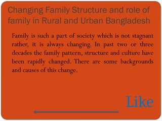 Changing Family Structures and Roles in Rural and Urban Bangladesh ...