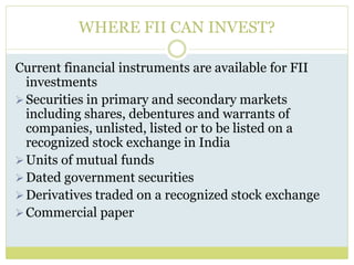 Role of fdi &fii | PPT