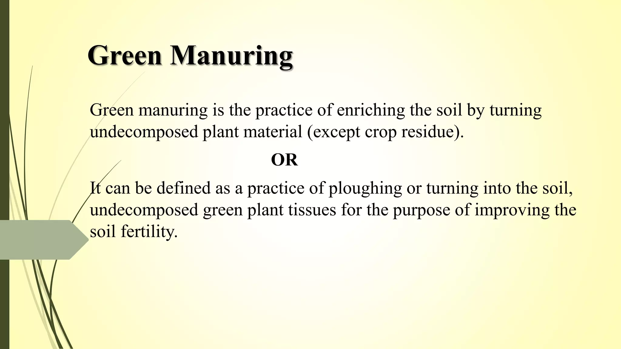 Role of fertilizer green manuring in conservation agronomy | PPT