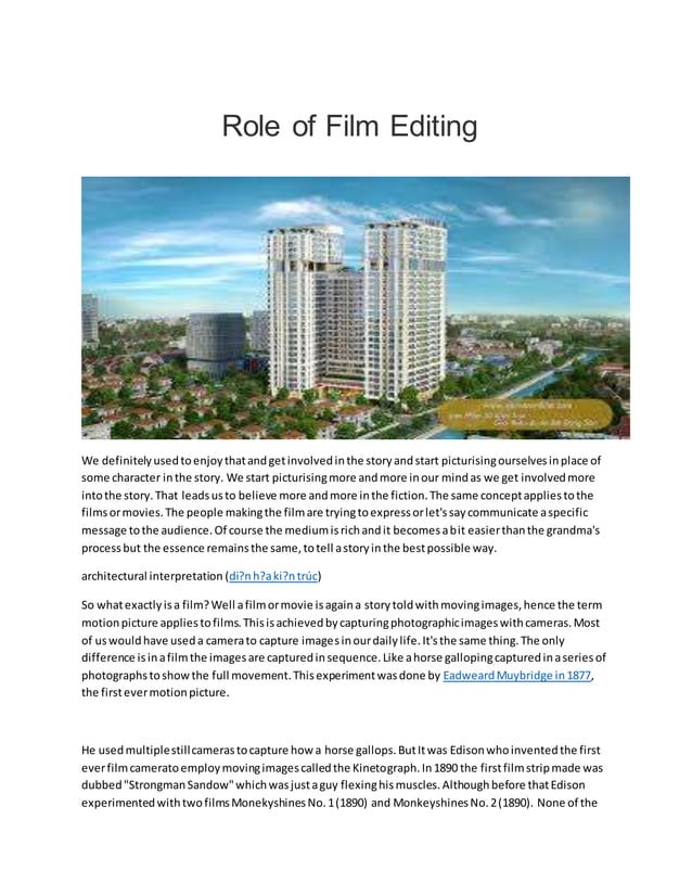 Role of film editing | DOCX