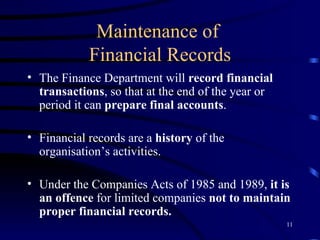 Role of Finance CMD | PPT