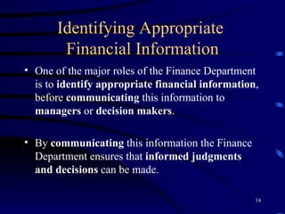 Role of Finance CMD | PPT