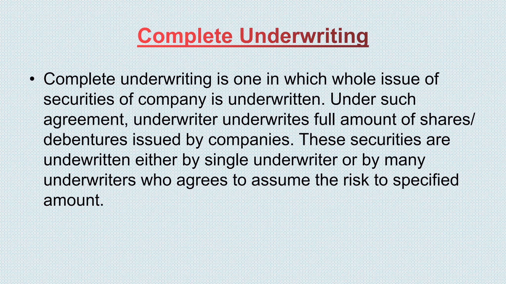 Role of financial market, underwriting agreements. | PPTX