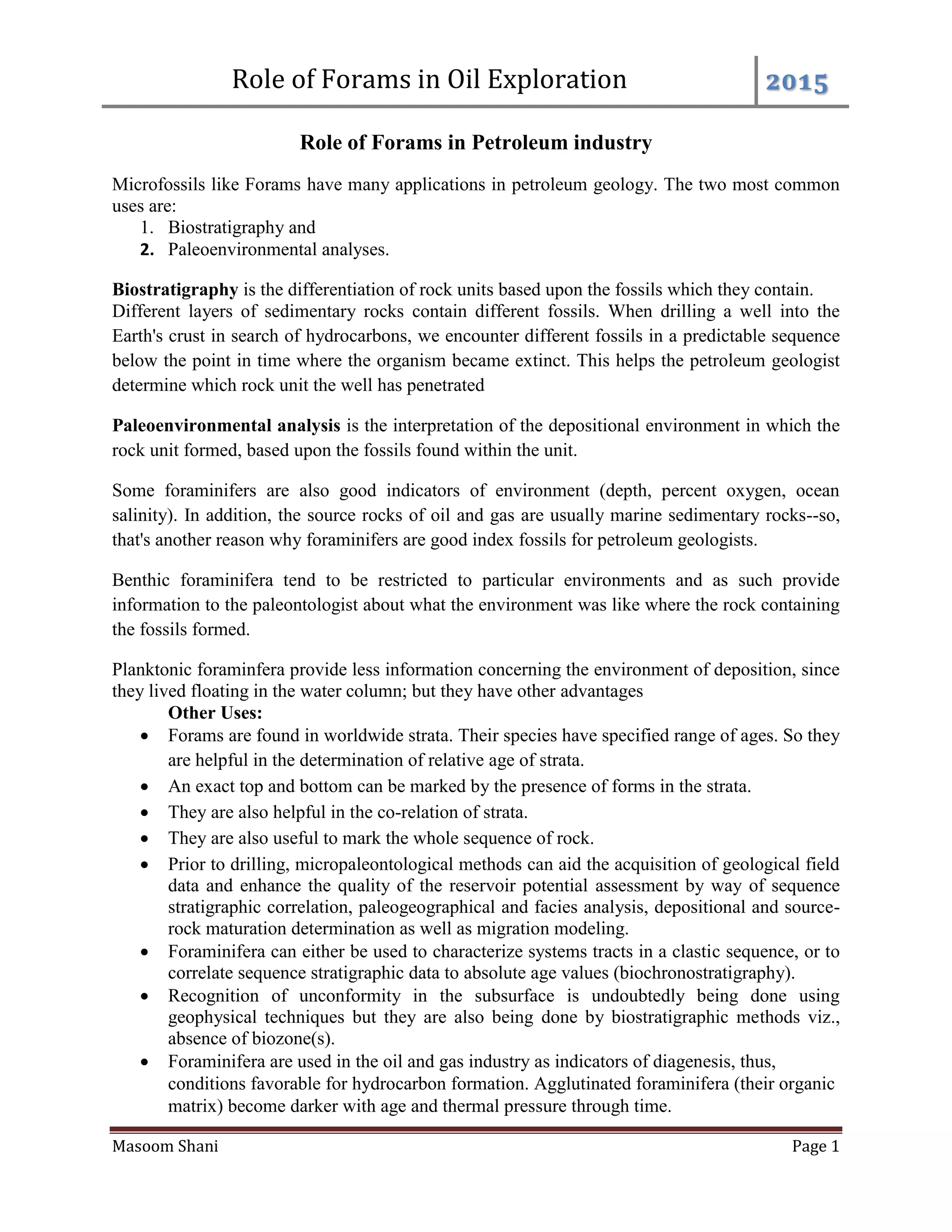 Role of forams in petroleum industry | PDF | Geology | Science