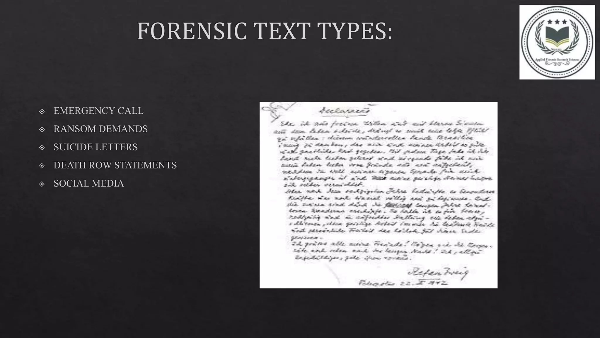 Role of Forensic Linguistics in Crime Analysis.pptx | Crime & Harmful Acts to Individuals ...