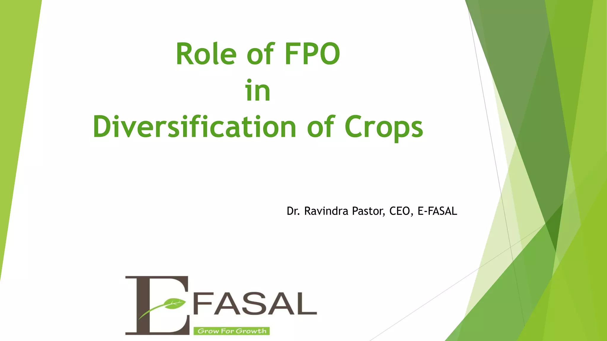 Role of FPO in diversification of crops | PPTX