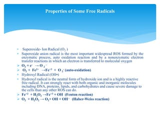Role of free radical antioxdant in human | PPTX