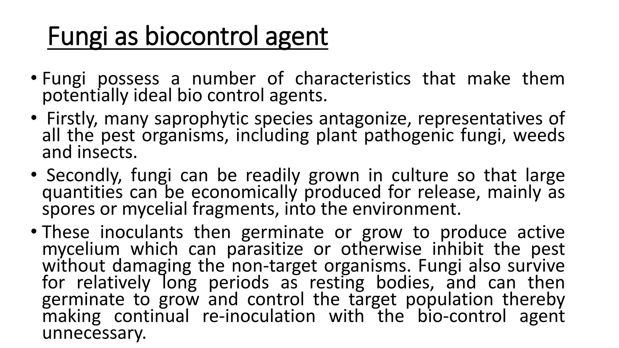 Role of fungi as biocontrol agents | PPTX