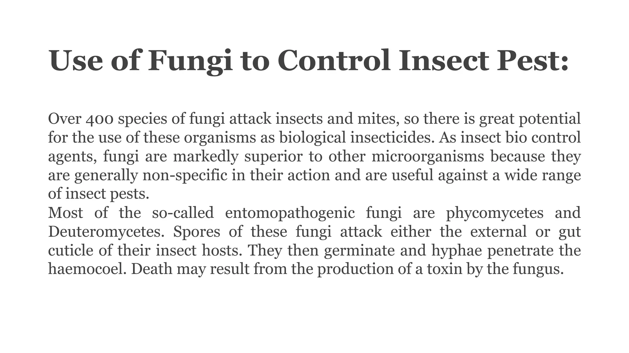 Role of fungi as biocontrol agents | PPTX