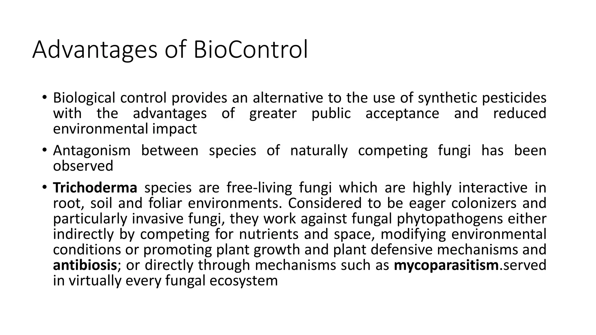 Role of fungi as biocontrol agents | PPTX